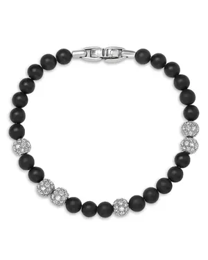 David Yurman Sterling Silver Onyx And Diamond Bracelet - Black/silver