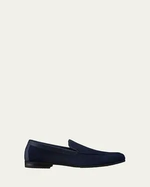 John Lobb Tyne Suede Loafers - Deep Navy