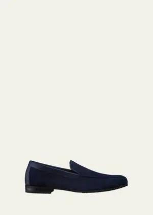 John Lobb Tyne Suede Loafers - Deep Navy