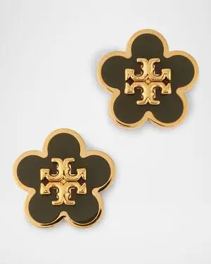 Tory Burch Tory Burch Kira Enamel Flower Stud Earrings Tory Gold / Green