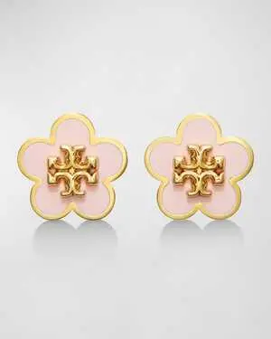 Tory Burch Tory Burch Kira Enamel Flower Stud Earrings Tory Gold  Orchid P