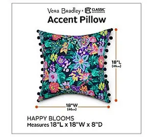 VERA BRADLEY Accent Pillow W/poms S/2 18x18