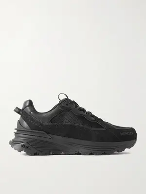Moncler Lite Runner Suede, Leather And Mesh Sneakers - Black