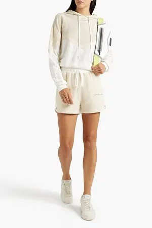 Twenty Montréal Two-tone Waffle-knit Cotton-blend High-rise Shorts