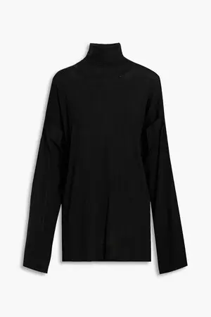Wolford Cutout Wooljersey Turtleneck Top - Black