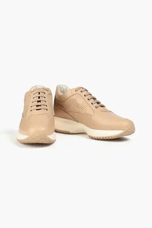Hogan Perforated Leather Sneakers Neutral