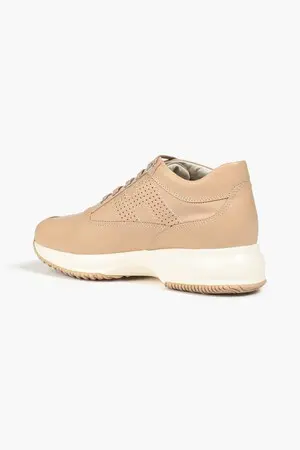 Hogan Perforated Leather Sneakers Neutral