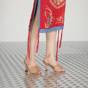 Gucci Double G Mid-heel Slide Sandal Leather