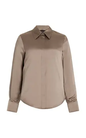 Brandon Maxwell Spence Silk Button-down Shirt - Brown