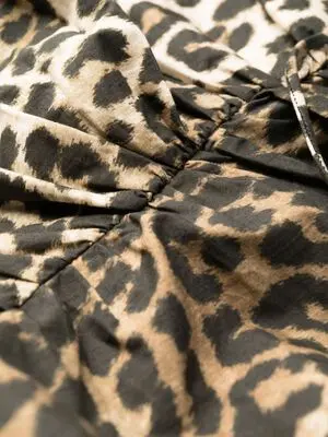 GANNI Leopard-print Organic Cotton Dress - Brown