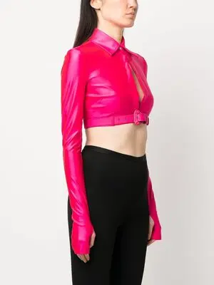 Versace Baroque-buckle Crop Shirt
