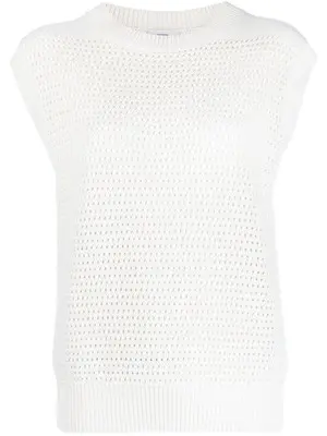 Closed Honeycomb Knit Vest - Neutrals
