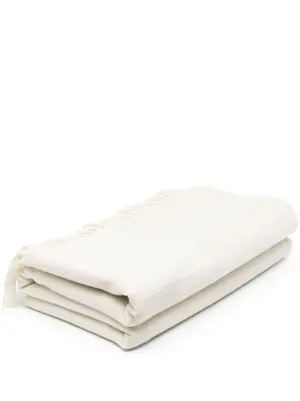 ARLOTTA CASHMERE Fringe-detail Blanket - White