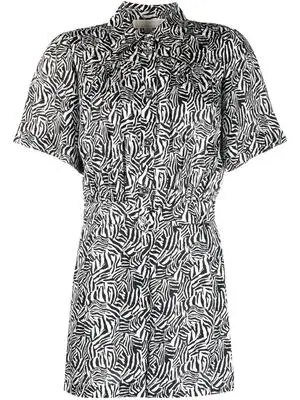 Michael Kors Graphic-print Short-sleeve Playsuit - White