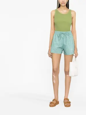 GANNI Floral-print Flared Shorts