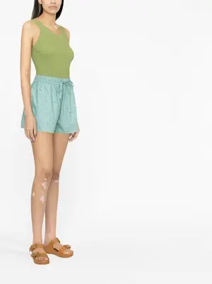 GANNI Floral-print Flared Shorts
