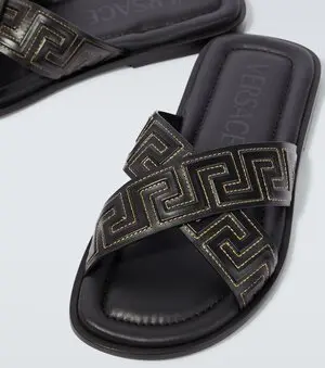 Versace Greca Leather Slides