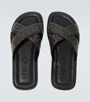 Versace Greca Leather Slides