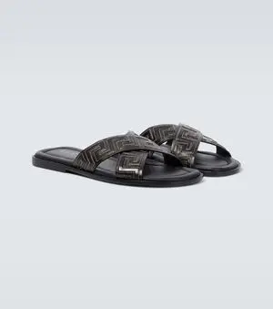 Versace Greca Leather Slides