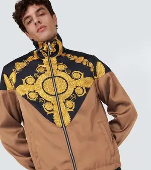 Versace Maschera Baroque Satin Bomber Jacket
