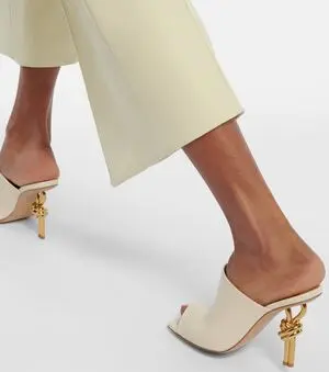 Bottega Veneta Knot Leather Mules - White