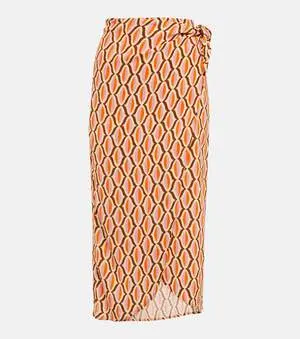 Velvet By Graham & Spencer Alisha Printed Crêpe Wrap Skirt - Multicoloured
