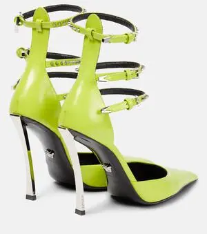 Versace Pin-point Embellished Leather Pumps