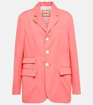Plan C Single-breasted Cotton Blazer - Pink