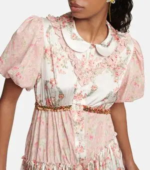 Simone Rocha Patchwork Floral Midi Dress