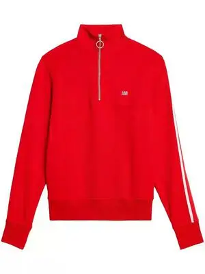 Ami Striped Short-zip Pullover Sweatshirt