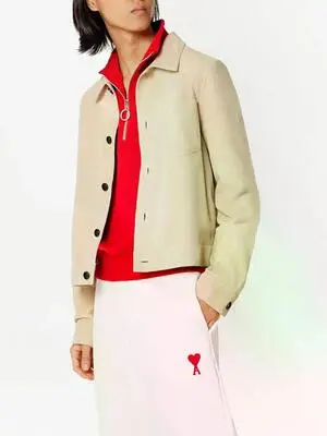 Ami Striped Short-zip Pullover Sweatshirt