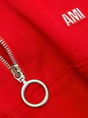 Ami Striped Short-zip Pullover Sweatshirt