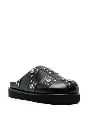 TOGA VIRILIS Stud-detailing Leather Mules - Black
