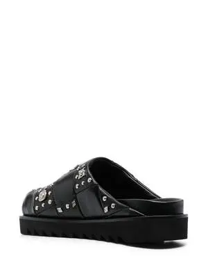 TOGA VIRILIS Stud-detailing Leather Mules - Black