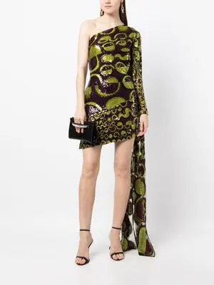 Elie Saab One-shoulder Embroidered Tulle Minidress