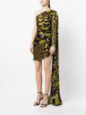 Elie Saab One-shoulder Embroidered Tulle Minidress