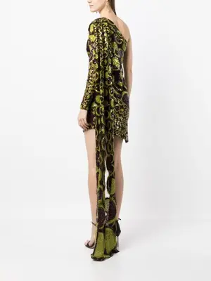 Elie Saab One-shoulder Embroidered Tulle Minidress