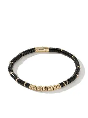 John Hardy 14kt Yellow Gold Onyx Beaded Bracelet - Black