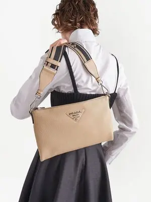 Prada Flou Logo-plaque Shoulder Bag