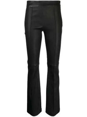 Helmut Lang Flared Leather Trousers - Black