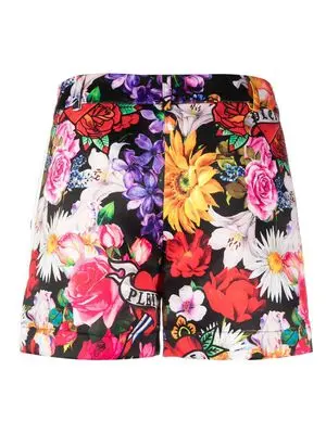 Philipp Plein Love Flowers Floral-print Shorts