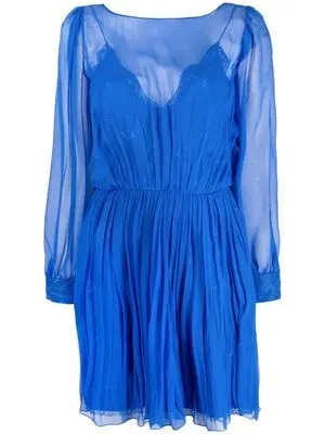 Alberta Ferretti Layered Silk Mini Dress - Blue