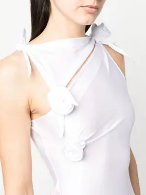 Coperni Rose-appliqué Asymmetric Dress
