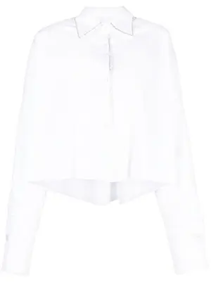 GENNY Embellished Cropped Shirt - White