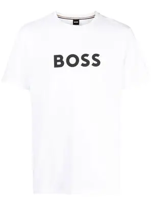 BOSS Cotton Jersey T-shirt With Logo Print - White