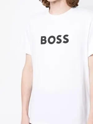 BOSS Cotton Jersey T-shirt With Logo Print - White