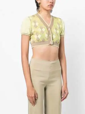 Jacquemus Argyle-check Cropped Top - Yellow