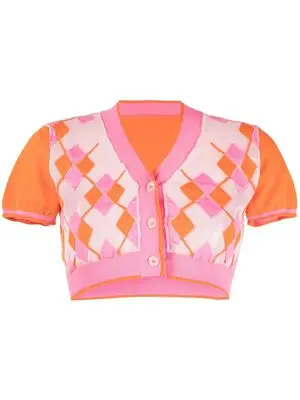 Jacquemus Argyle-check Cropped Top - Orange