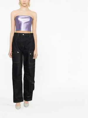 ROTATE BY BIRGER CHRISTENSEN Metallic Strapless Cropped Top