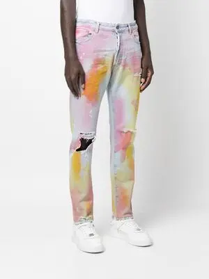 Palm Angels Tie-dye Print Slim-fit Jeans